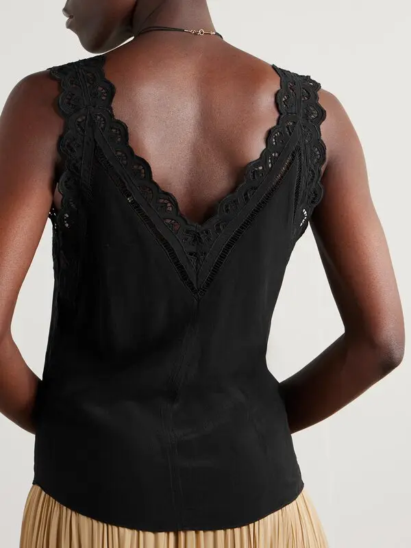 Isabel Marant Fradela Guipure Lace-trimmed Poplin Tank