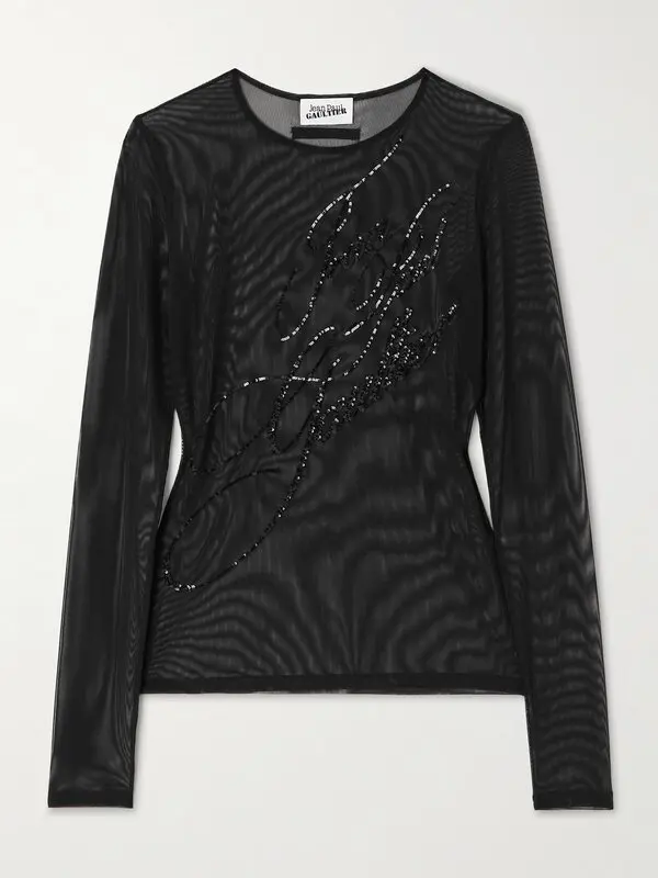 JEAN PAUL GAULTIER Sequin-embellished Mesh Top
