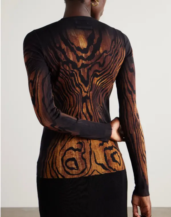 JEAN PAUL GAULTIER Printed Mesh T-shirt - Brown