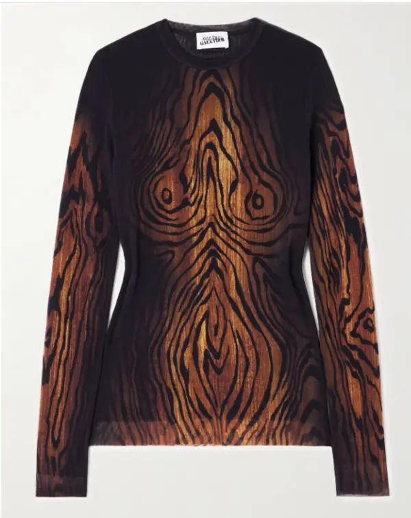 JEAN PAUL GAULTIER Printed Mesh T-shirt - Brown