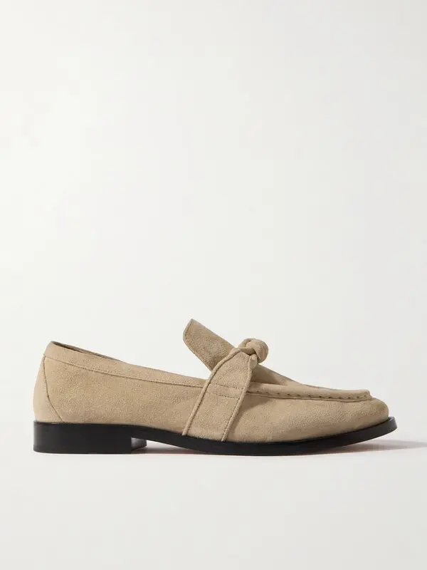 Bottega Veneta Astaire Embellished Suede Loafers - Neutrals