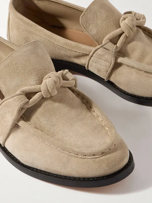 Bottega Veneta Astaire Embellished Suede Loafers - Neutrals