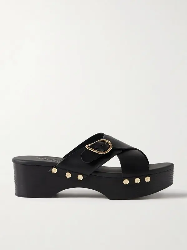 ANCIENT GREEK SANDALS Marilisa Sabot Buckled Platform Sandals - Black