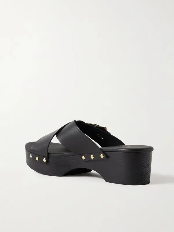 ANCIENT GREEK SANDALS Marilisa Sabot Buckled Platform Sandals - Black