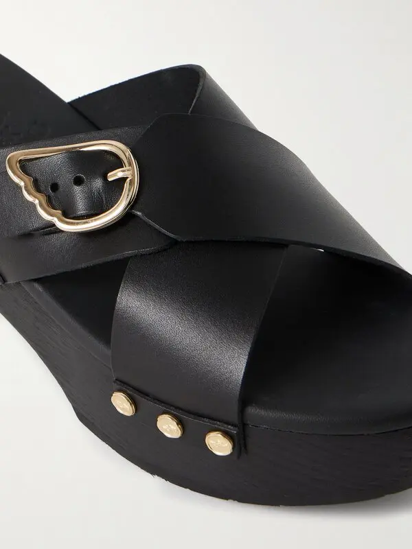 ANCIENT GREEK SANDALS Marilisa Sabot Buckled Platform Sandals - Black