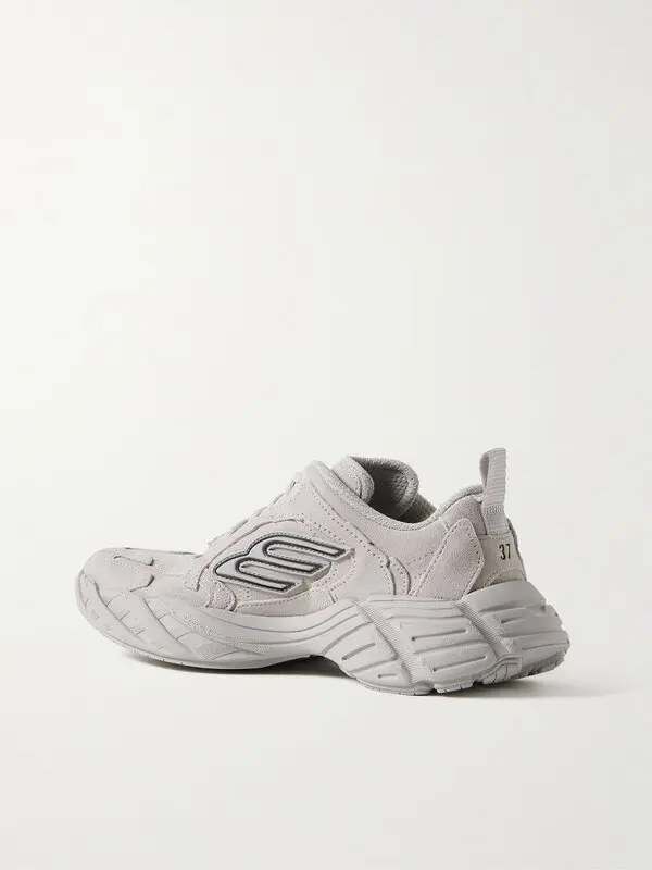 Balenciaga Monday Rubber-trimmed Leather Sneakers - Gray