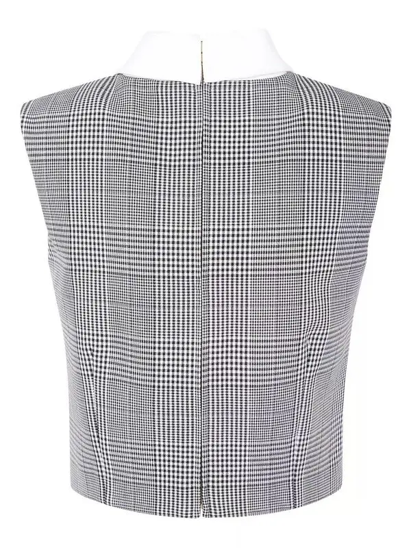 SELF-PORTRAIT Checked Cropped Vest
