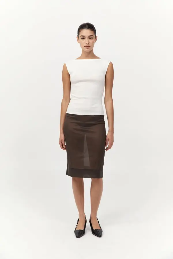 ST AGNI Sheer Knee-length Skirt