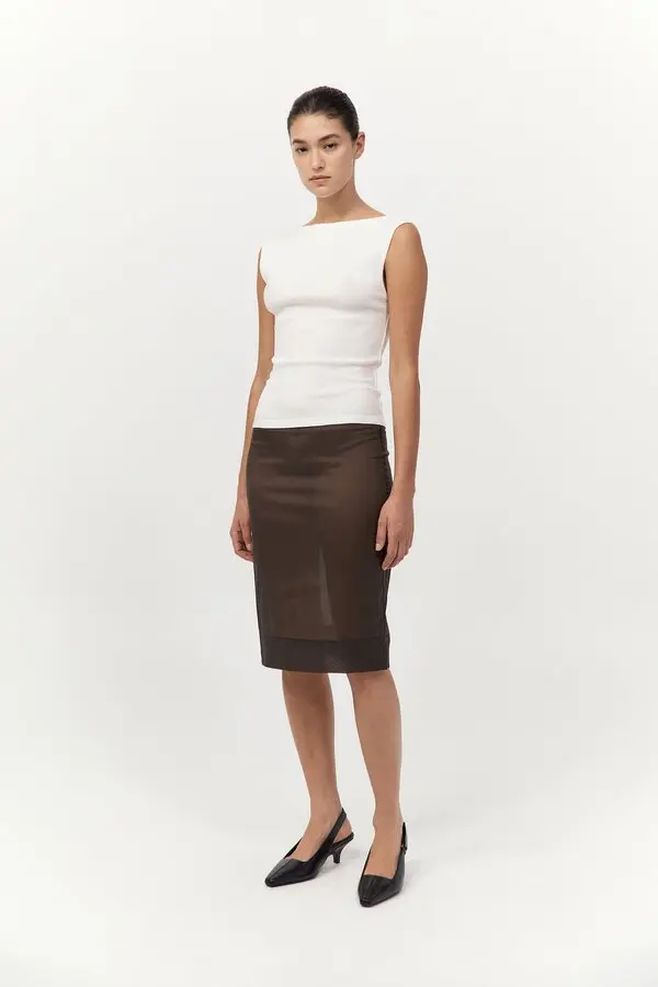 ST AGNI Sheer Knee-length Skirt
