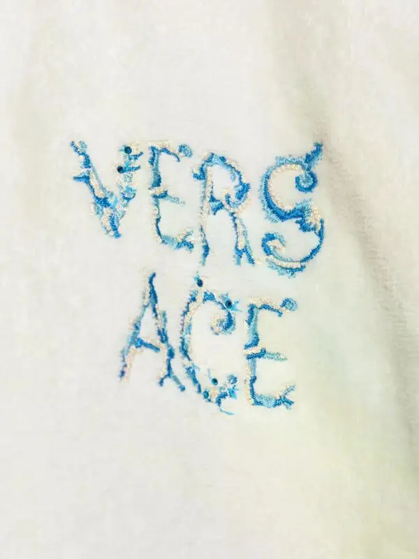 Versace Embroidered Logo Hooded Cropped Top