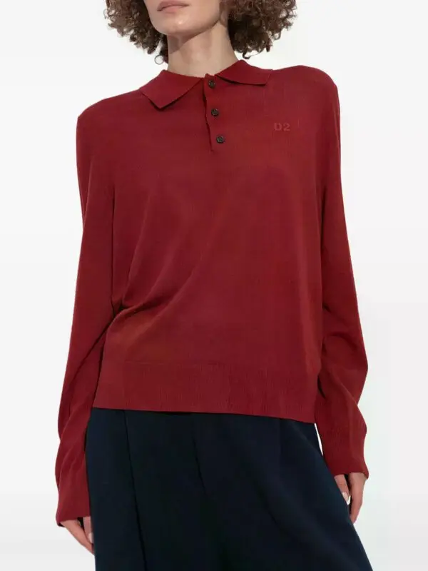 Dsquared2 Long-sleeve Polo Top With Embroidered Logo