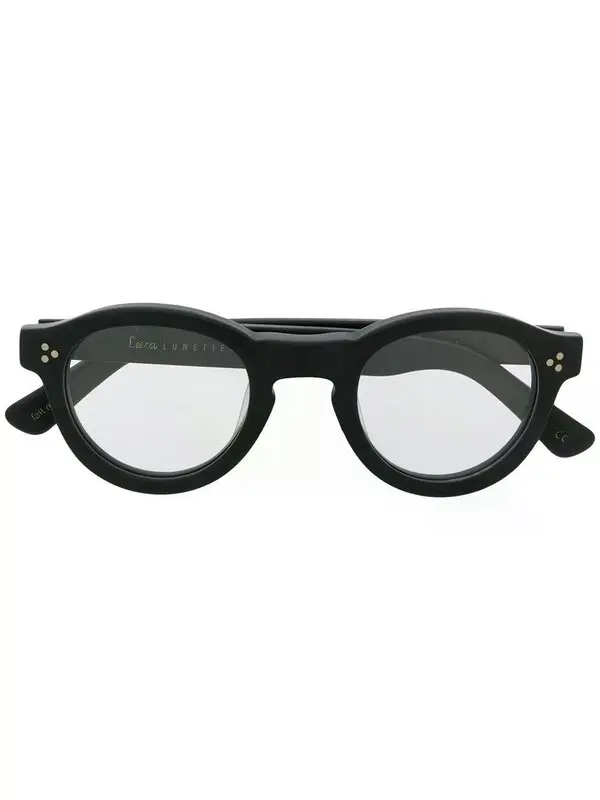LESCA Gaston Round Frame Glasses - Black