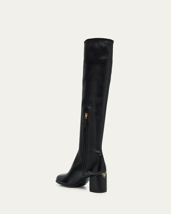Prada Nappa Stretch Leather Knee-high Boots - Nero