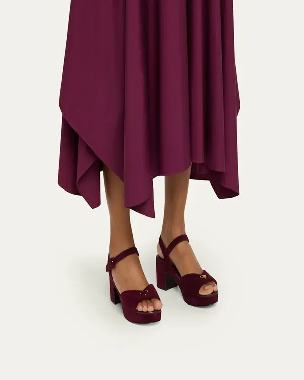 Prada Suede Platform Sandals - Bordeaux