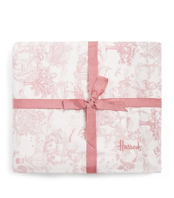 Harrods Cotton Embroidered Toile De Jouy Tablecloth - Pink