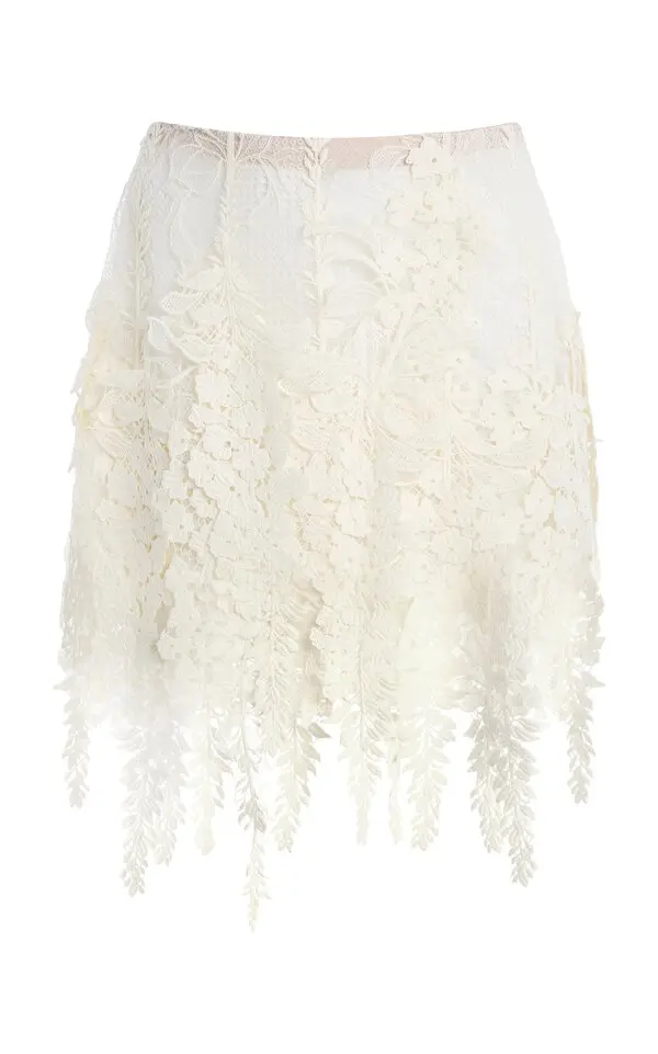 Oscar De La Renta Appliquéd Lace Mini Skirt - Ivory