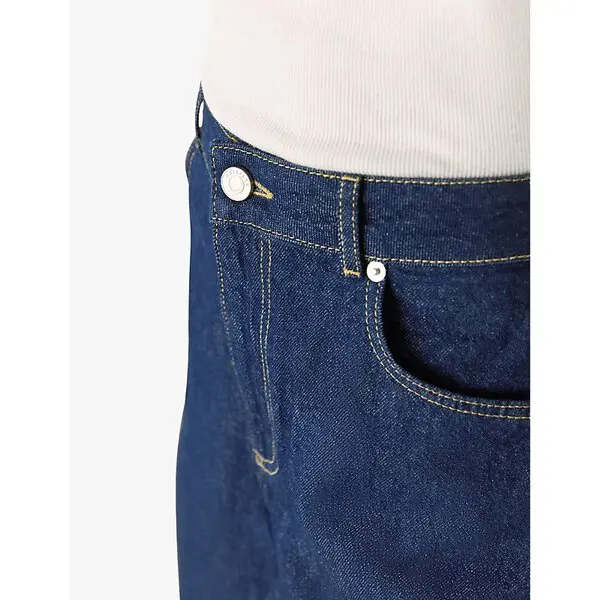 Whistles Wide-leg High-rise Knee-length Denim Shorts - Navy