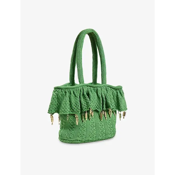 Sandro Fish Charm Crochet Bag - Verts | Editorialist