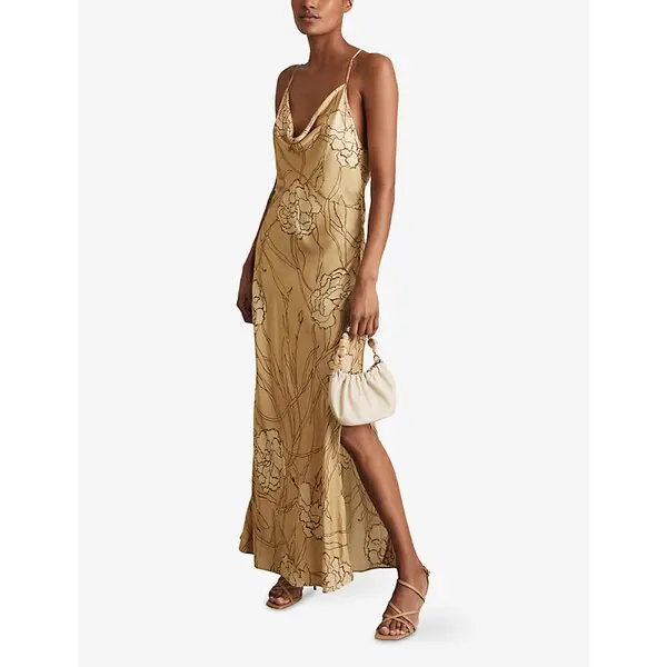 Reiss Rochelle Cowl-Neck Floral-Print Maxi Dress In Gold - 61% Off |  Editorialist