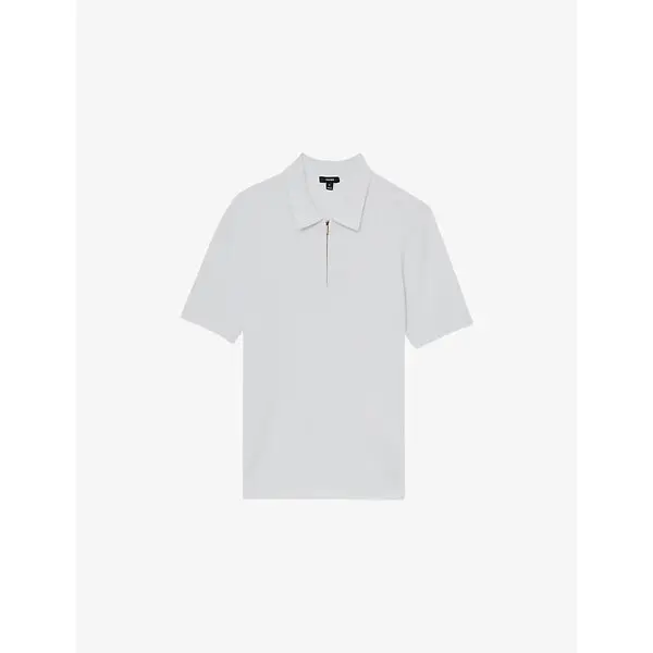 REISS Regis Half-zip Short-sleeve Stretch-woven Polo - White