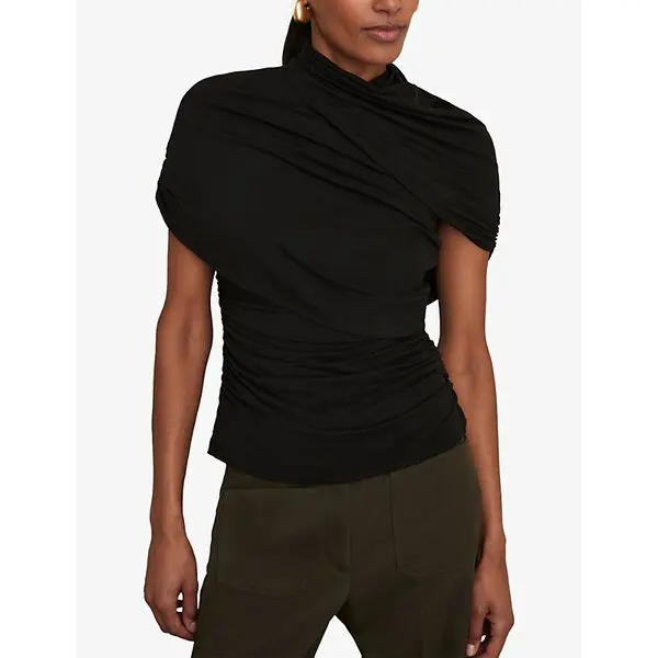 REISS Draped Stretch-jersey Top