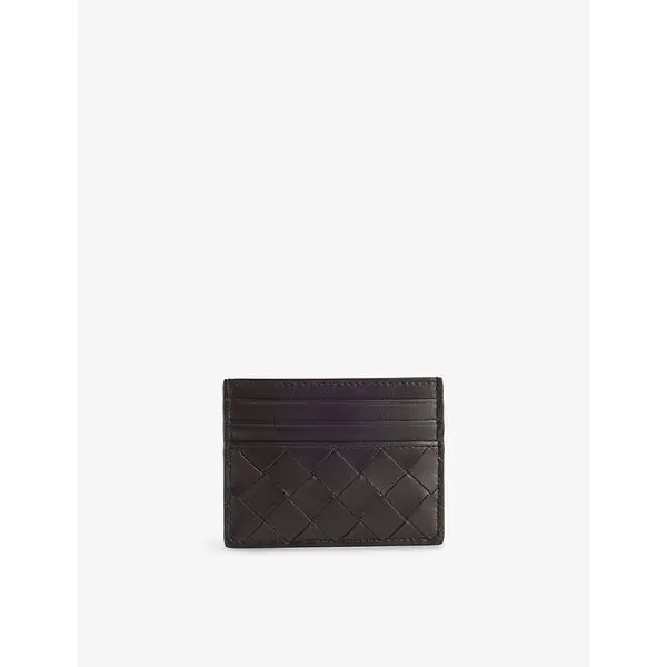 Bottega Veneta Intrecciato-weave Leather Card Holder - Fondant-gold
