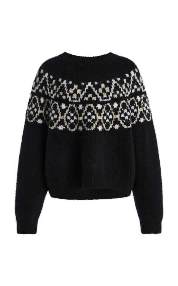 NILI LOTAN Chrissy Fair Isle Cashmere Sweater - Black