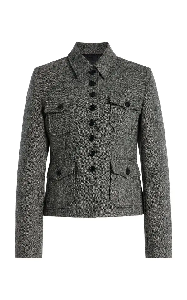 NILI LOTAN Jamison Donegal Wool Jacket - Black