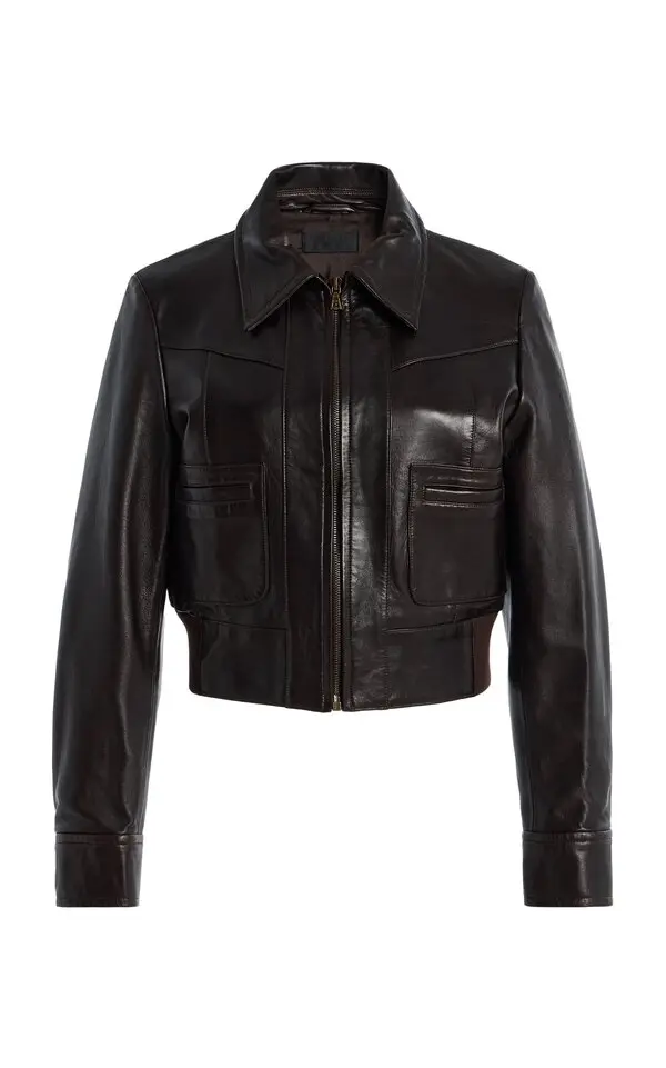 NILI LOTAN Charly Leather Jacket - Brown