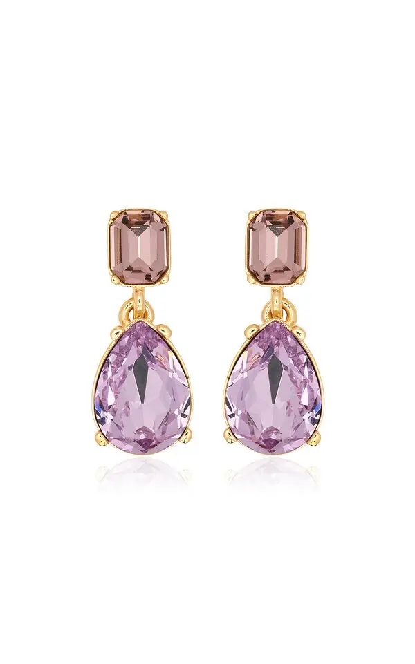Oscar De La Renta Crystal Drop Earrings - Purple