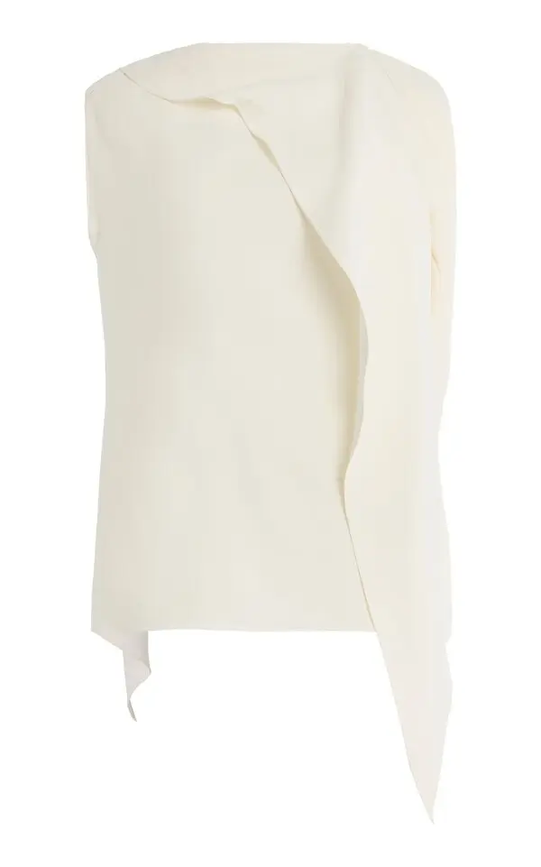 Oscar De La Renta Sash-detailed Silk-georgette Top - Ivory