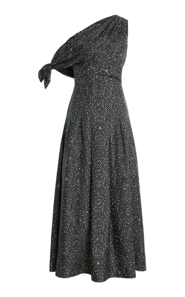 Oscar De La Renta One-shoulder Scarf Dress - Dark Grey
