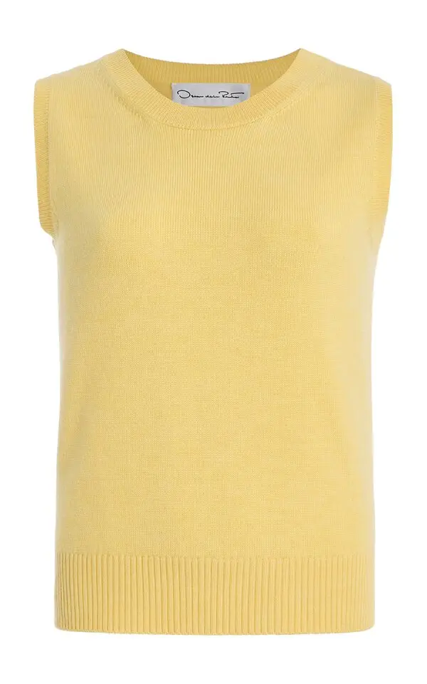 Oscar De La Renta Sleeveless Wool Sweater - Yellow