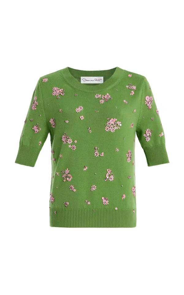 Oscar De La Renta Embellished Wool Sweater