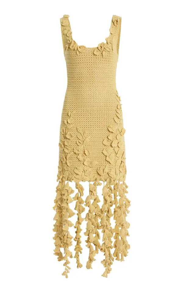 Oscar De La Renta Appliquéd Crocheted-cotton Mini Dress