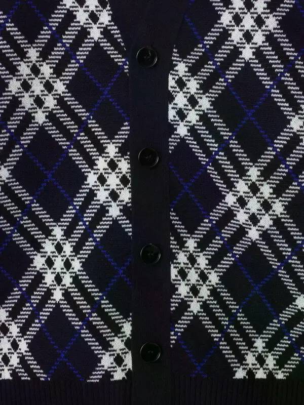 Burberry Check-pattern Wool-blend V-neck Cardigan