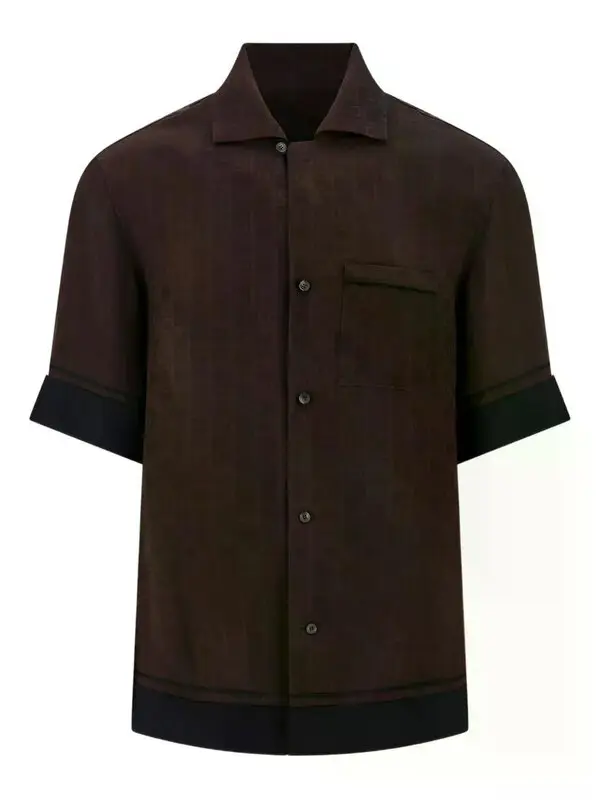 FERRAGAMO Monogram Short Sleeve Shirts - Brown