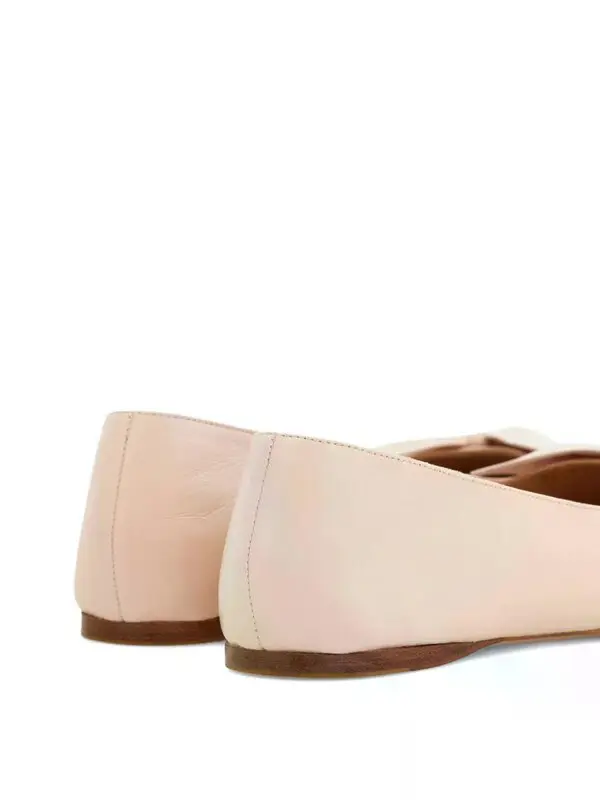 FERRAGAMO Bow Leather Ballet Flats - Pink