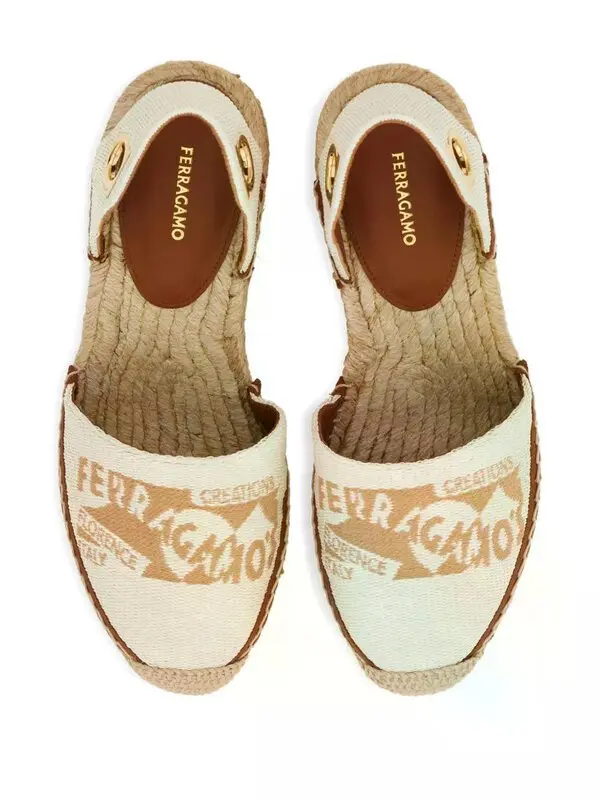 FERRAGAMO Logo Jacquard Wedge Espadrilles