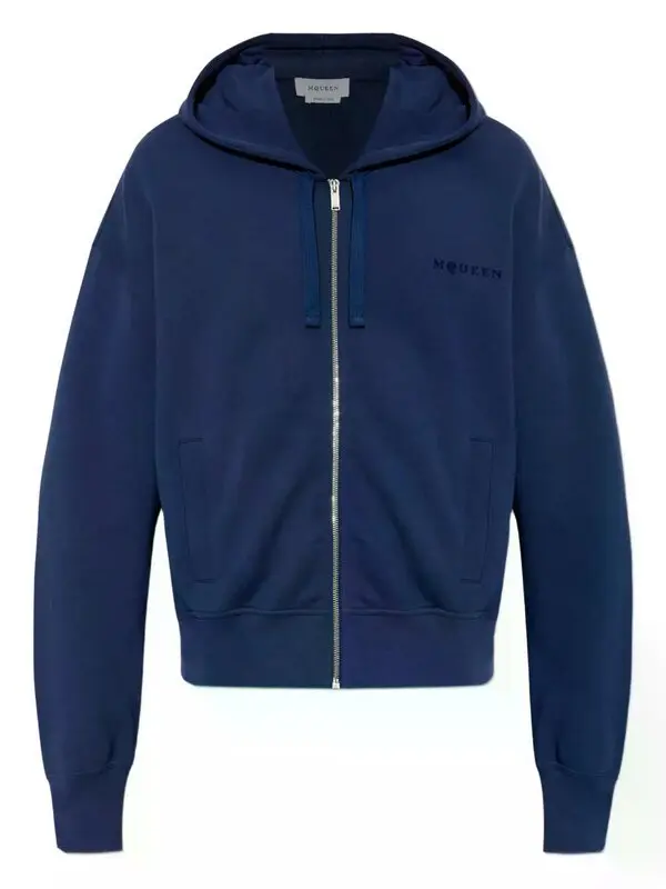 Alexander McQueen Zip-up Hooded Sweatshirt - Blue
