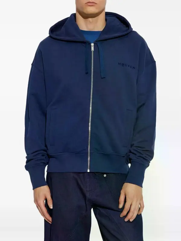 Alexander McQueen Zip-up Hooded Sweatshirt - Blue