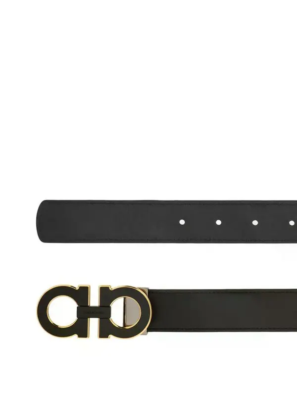 FERRAGAMO Gancini Leather Belt - Black