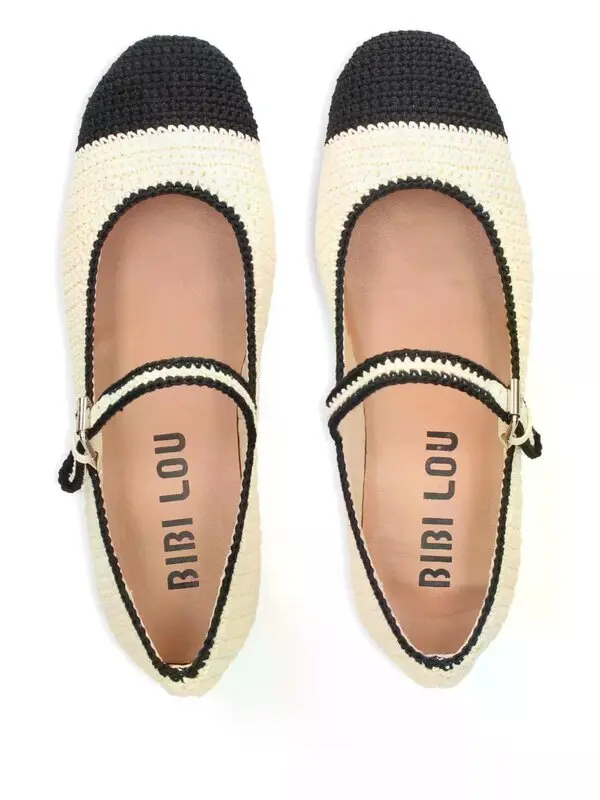 BIBI LOU Woven Mary Jane Ballerina Flats With Buckle Strap