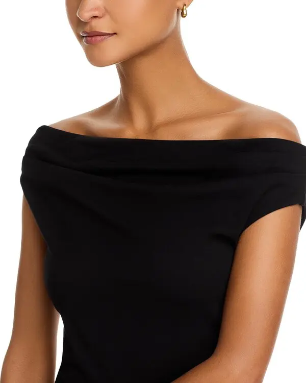 Aqua Off-the-shoulder Jersey Top - Black