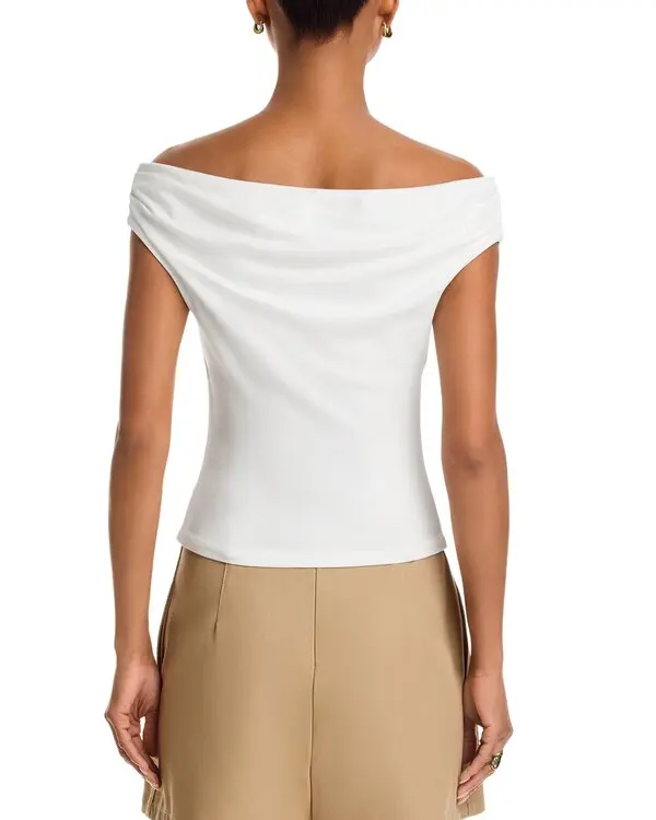 Aqua Off-the-shoulder Jersey Top - Off White
