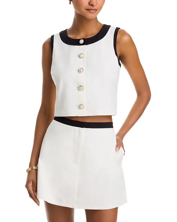 Aqua Contrast Trim Sleeveless Top