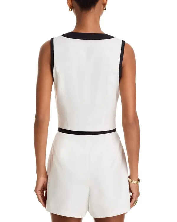 Aqua Contrast Trim Sleeveless Top