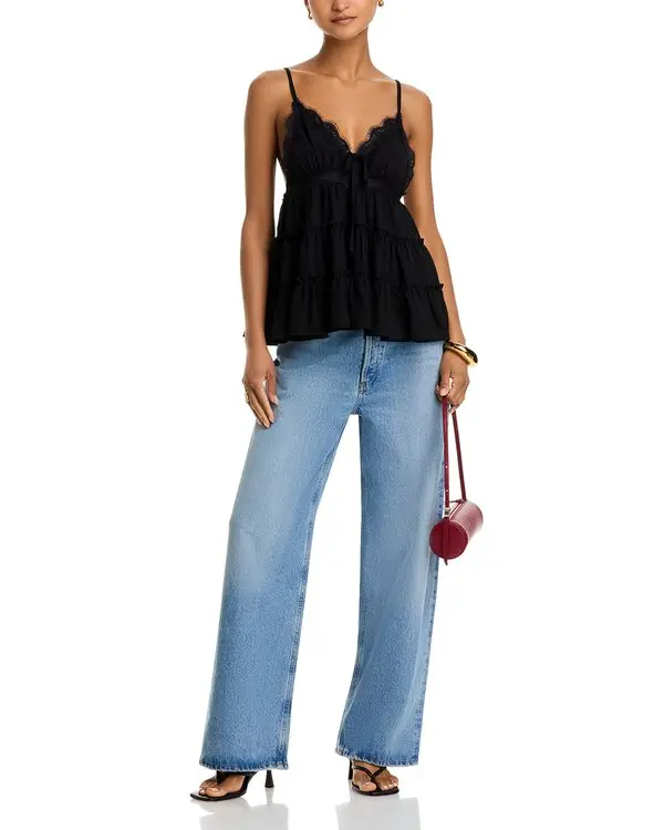 Aqua Lace Trimmed Camisole Top