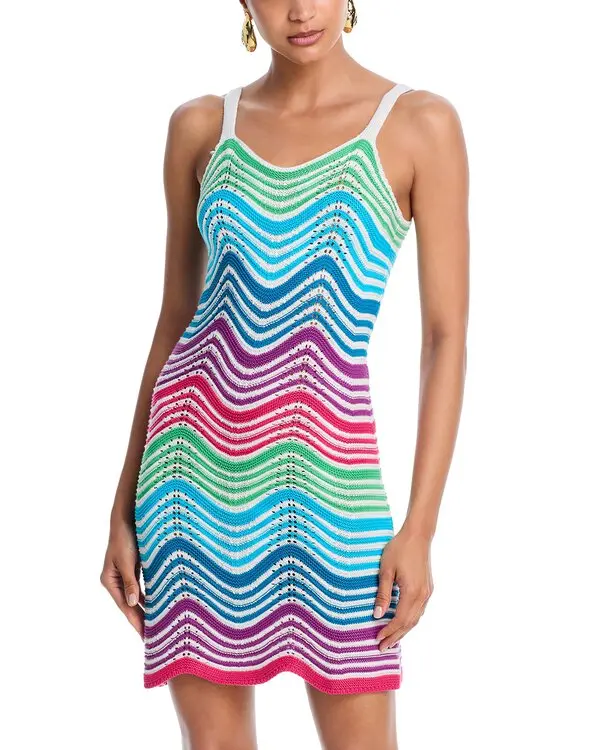 Aqua Scallop Hem Crochet Tank Dress