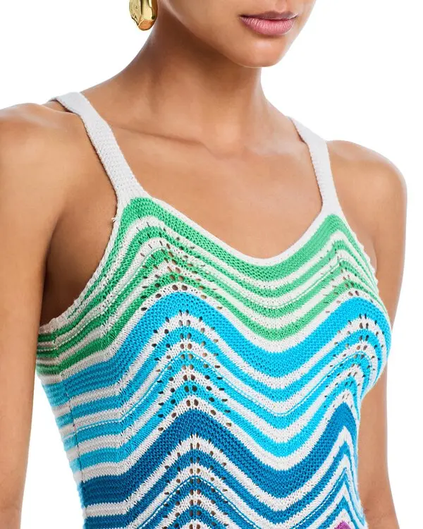 Aqua Scallop Hem Crochet Tank Dress